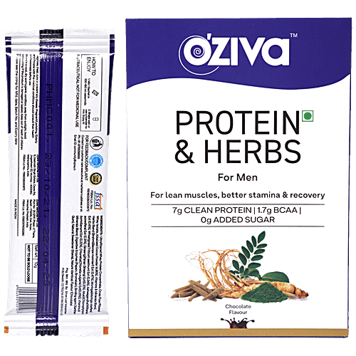 Buy OZiva Protein & Herbs For Men - Chocolate, For Lean Muscle, Stamina ...