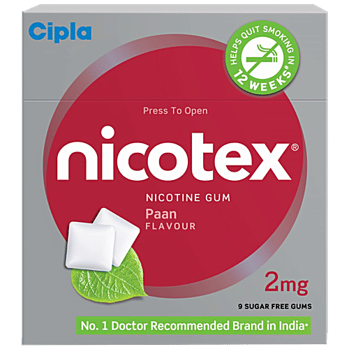 Buy Nicotex Nicotine Chewing Gum - Paan Flavour, Sugar Free, Helps Quit ...