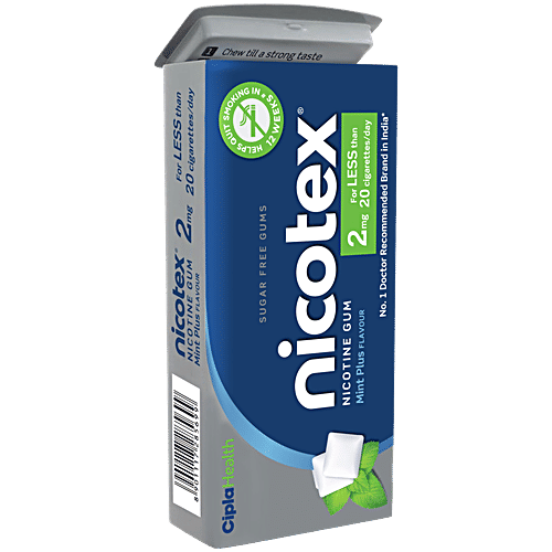 Buy Nicotex Nicotine Chewing Gum - Mint Plus Flavour, Sugar Free, Helps ...