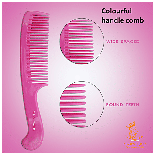 Buy MAJESTIQUE Hr 114 Colourful Handle Comb For All Types Of Hair ...