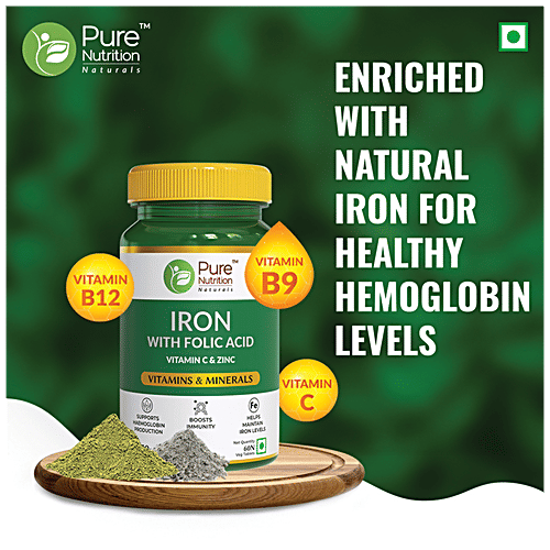 Buy Pure Nutrition Iron Tablet - Supports Haemoglobin Production ...