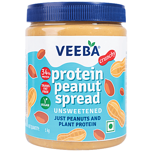Buy VEEBA Protein Peanut Spread Crunchy - Unsweetened, Transfat Free ...