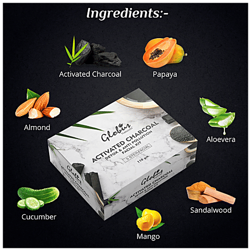 Buy Globus Naturals Activated Charcoal Facial Kit - Detoxifies & Anti ...
