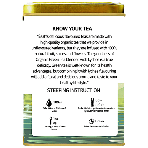 Buy Esah Tea Organic Lychee Green Tea - 100% Natural, Refreshing ...