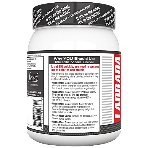 Buy Labrada Muscle Mass Gainer Post-Workout, 1278 kcal, 51g Protein ...