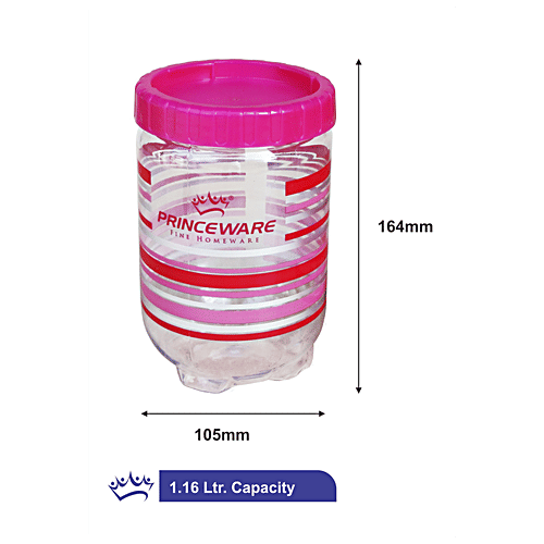 Buy Princeware Stack & Lock Jar - Dishwasher Safe, Airtight - Pink ...