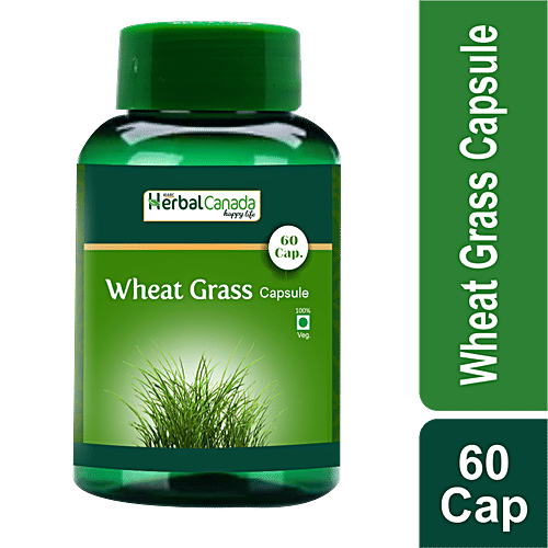 Buy Herbal Canada Wheat Grass Capsule - Improves Platelet Count & Good For Liver, Removes Toxins ...