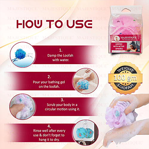 Buy MAJESTIQUE Loofah With Active Spheres BA 201 For Exfoliation Of ...
