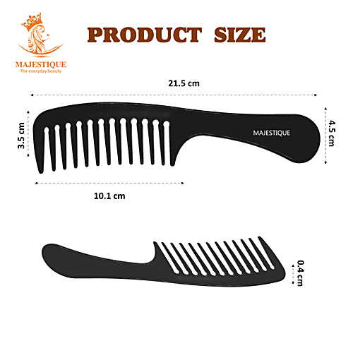Buy MAJESTIQUE Hair Detangling Comb With Handle - Round Teeth, Sturdy ...
