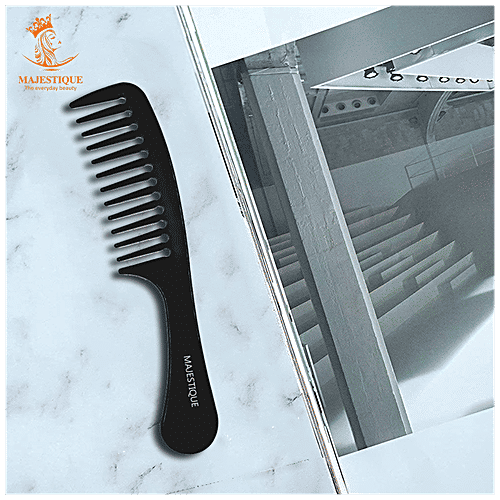 Buy MAJESTIQUE Hair Detangling Comb With Handle - Round Teeth, Sturdy ...