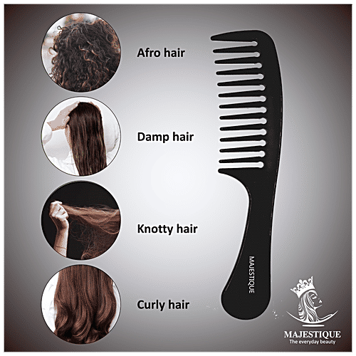 Buy MAJESTIQUE Hair Detangling Comb With Handle - Round Teeth, Sturdy ...