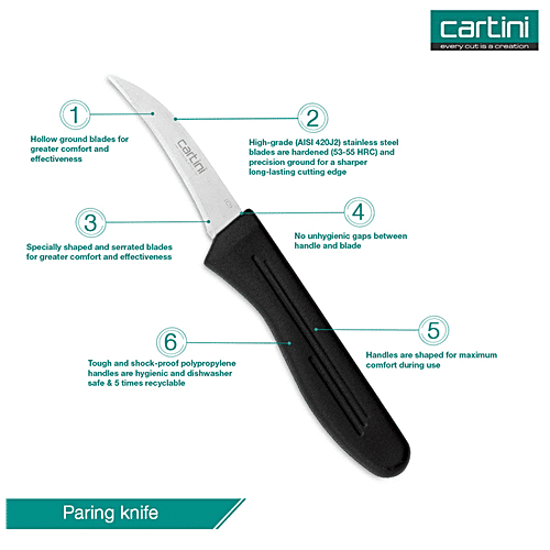 Buy Cartini by Godrej Paring Knife 7145 For Kitchen - Stainless Steel ...