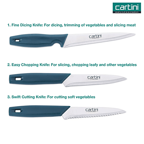 Buy Cartini by Godrej Premium Kitchen Knives Set - Teal, Aesthetic ...