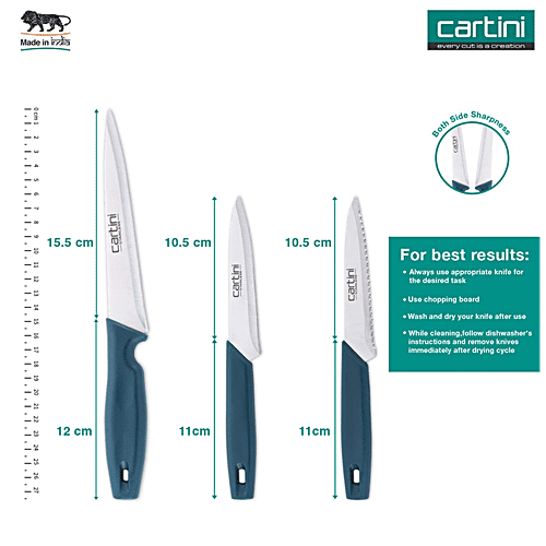 Buy Cartini by Godrej Premium Kitchen Knives Set - Teal, Aesthetic ...