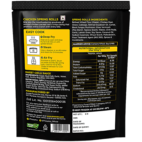 Buy Prasuma Chicken Spring Rolls - Frozen, Premium Mince, Steam Or Fry ...