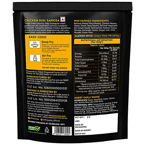 Buy Prasuma Chicken Mini Samosa - Frozen, Premium Mince, Ready In 5 ...