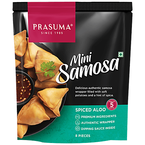 Buy Prasuma Spiced Aloo Mini Samosa - Frozen, Premium, Dipping Sauce ...