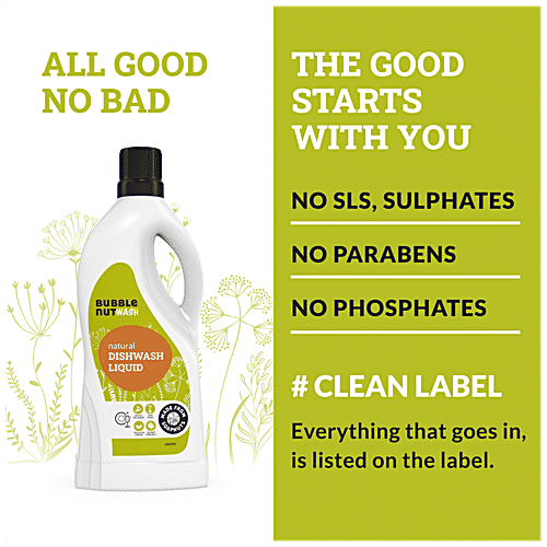 Buy Bubblenut Wash Natural Dish Wash Liquid - Tough On Grease, Non ...