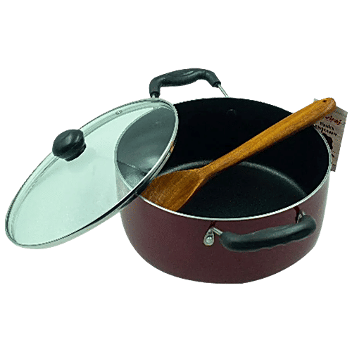 Buy Le Kaviraj Aluminium Handi - Non Stick Coated, 30 cm, Glass Lid, 4 ...