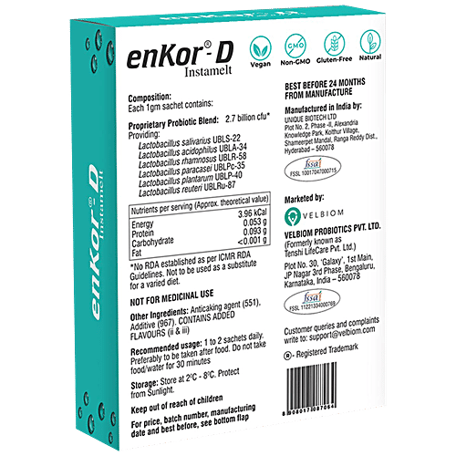 Buy Velbiom Enkor-D Probiotic Supplement - Prevents Sore Throat, For ...