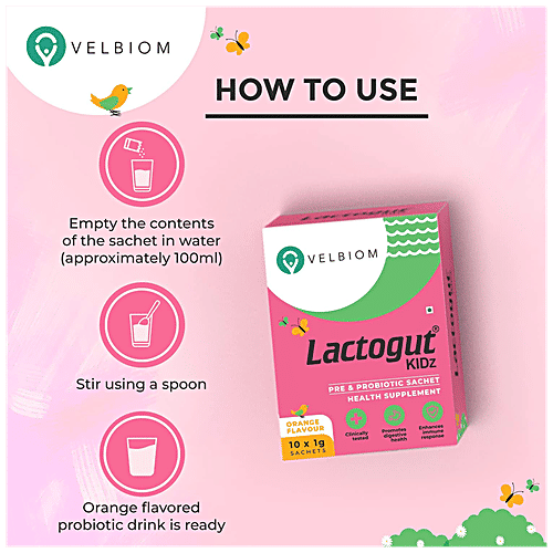 Buy Velbiom Lactogut Kidz Pre & Probiotic Supplement - Helps Prevent ...