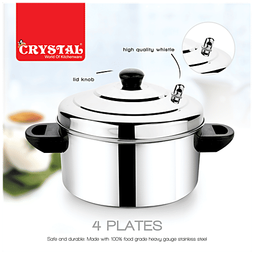 Buy Crystal Idli Cooker - Deluxe, Stainless Steel, Silver, 4 Plates, 4 ...