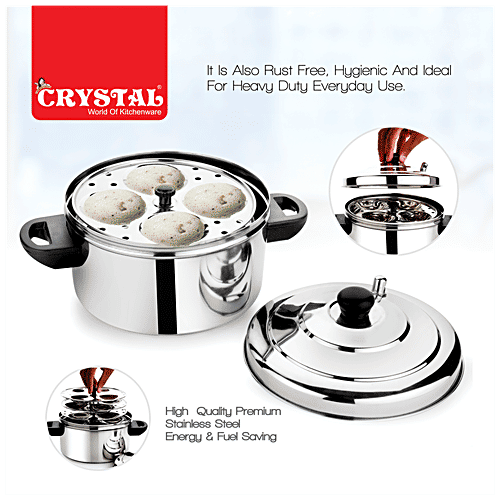 Buy Crystal Idli Cooker - Deluxe, Stainless Steel, Silver, 4 Plates, 4 ...