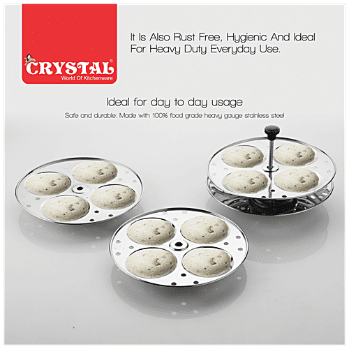 Buy Crystal Idli Cooker - Deluxe, Stainless Steel, Silver, 4 Plates, 4 ...