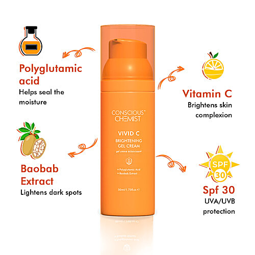 Buy Conscious Chemist Vivid C Brightening Gel Cream - Provides Glow ...
