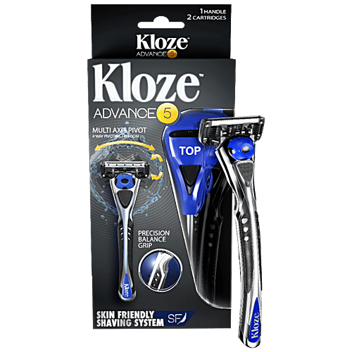 Buy Kloze Advance 5 Razor With 2 Cartridge - Sharp Steel Blade, Rubber ...