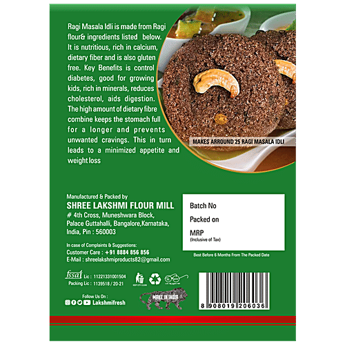Buy Lakshmi Fresh Ragi Masala Idli Instant Mix - Rich In Protein, Calcium, Easy To Digest, Great ...