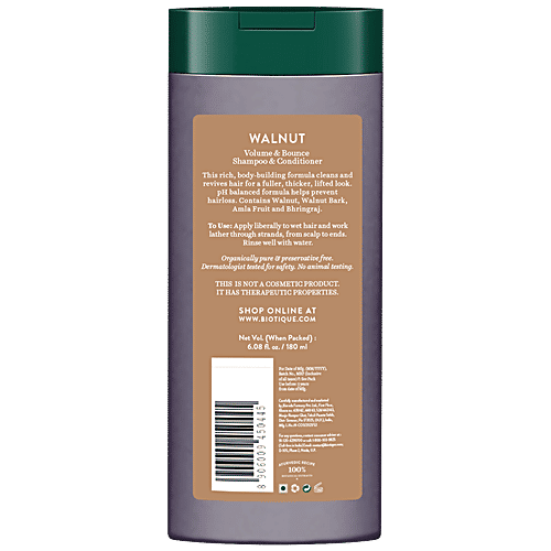 Buy BIOTIQUE Walnut - Volume & Bounce Shampoo With Conditioner, For ...