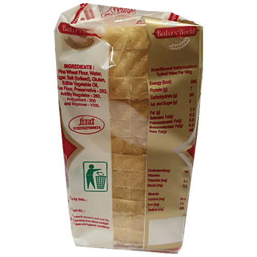 Buy Bakers World Premium White Sandwich Bread - Soft, Spongy Online at ...