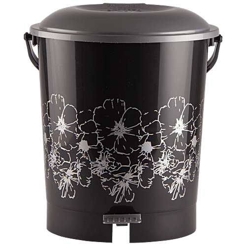 Buy Polyset Super Pedal Bin - Screen Print, Plastic, Lightweight & Durable, Black Online at Best ...