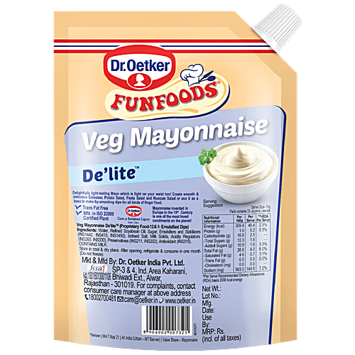Buy DR.OETKER Funfoods Veg Mayonnaise - De'lite, Rich, Creamy Online at Best Price of Rs 129 ...