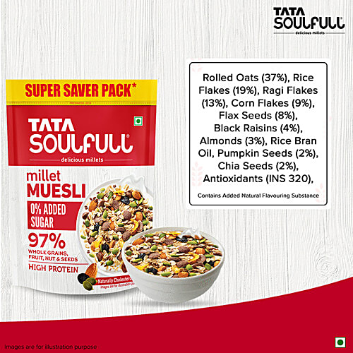 Buy Tata Soulfull Millet Muesli - 0% Added Sugar, Rich In Protein ...