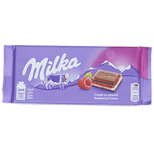 Buy Milka Raspberry Crème Alpine Milk Chocolate Slab Online at Best ...