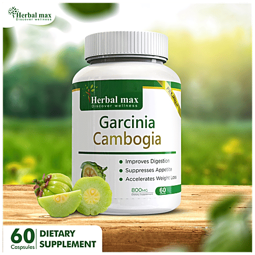 Buy Herbal max Garcinia Cambogia Capsules - 70% HCA, Natural Fat Burner ...