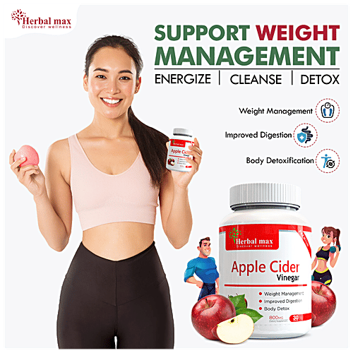 Buy Herbal max Apple Cider Vinegar Capsules - For Body Detoxification ...