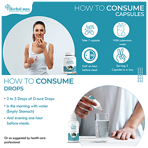 Buy Herbal max D-Sure Diabetic Care Kit - Capsule & Drops Ayurvedic ...