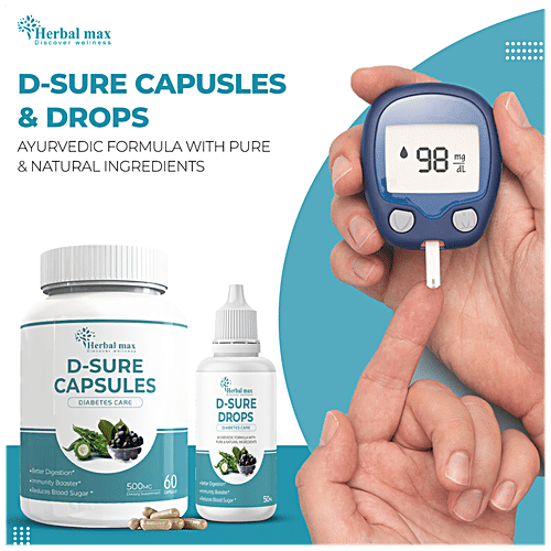 Buy Herbal max D-Sure Diabetic Care Kit - Capsule & Drops Ayurvedic ...