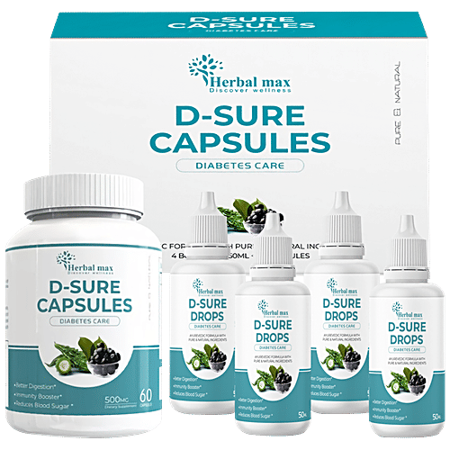 Buy Herbal Max D-Sure Diabetic Care Kit - Capsule & Drops Ayurvedic ...