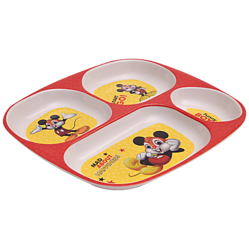 Buy Dinewell Kids 4 Partition Rectangle Melamine Plate - Boy Design ...