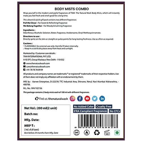 Buy TNW-The Natural Wash Body Mist Pull Me Closer & We Belong Together - Calming & Refreshing ...