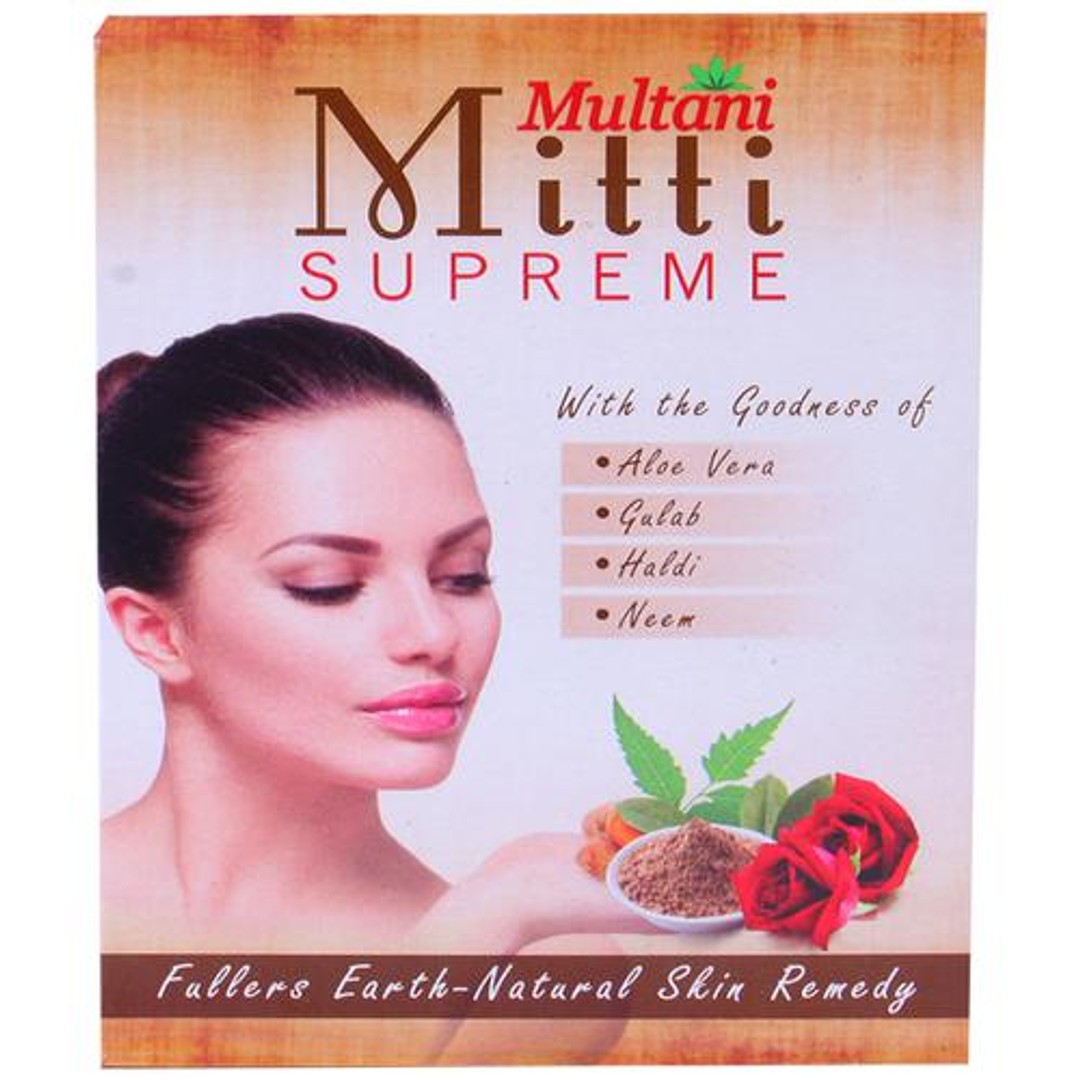 Buy Multani Mitti Supreme - Aloe Vera, Gulab, Haldi & Neem, For Healthy, Glowing Skin Online at ...