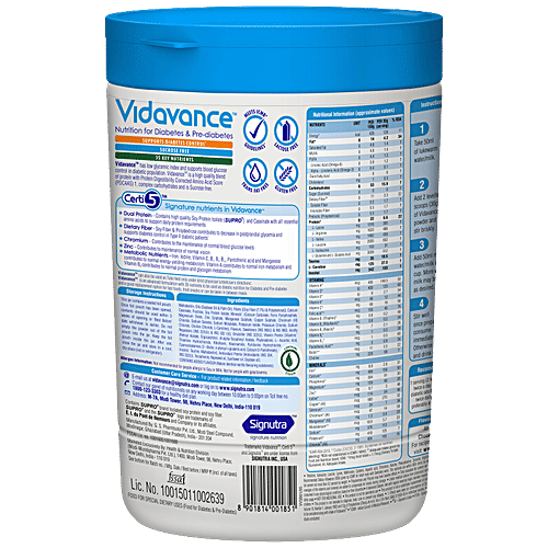 Buy Vidavance Advanced Nutrition For Diabetes & Pre-Diabetes - Vanilla ...