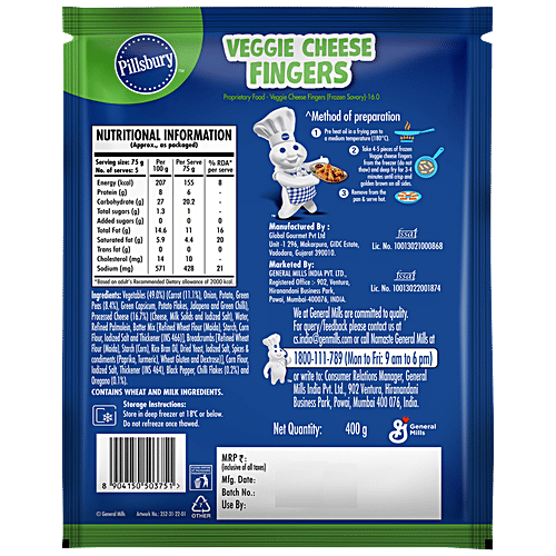 Buy Pillsbury Veggie Cheese Fingers - Large, Crispy & Crunchy Online at ...