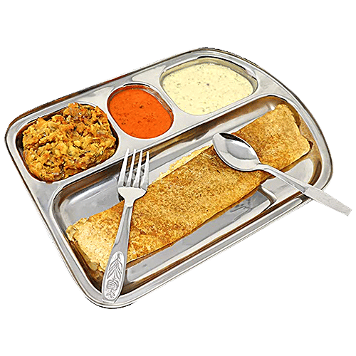 Buy Hazel Stainless Steel Idli/Vada/Dosa Plate Set With Fork & Spoon ...