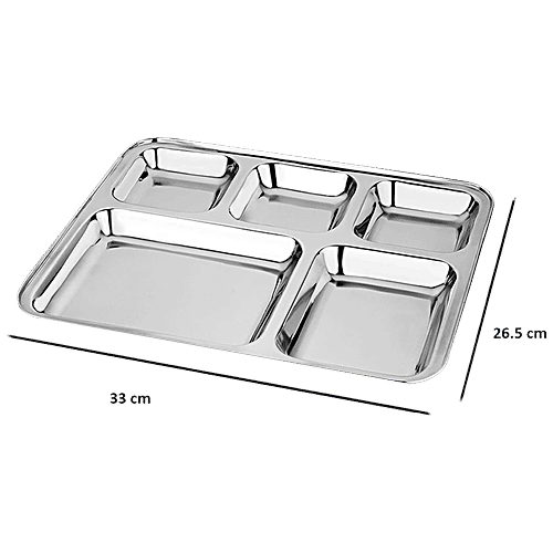 Buy HAZEL Stainless Steel Rectangle Dinner Plate/Bhojan Patra - With ...