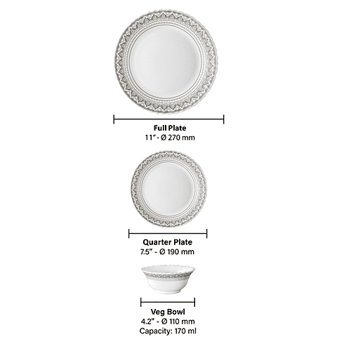 Buy Larah by Borosil Dinner/Crockery Set - Opalware, Classic, White ...
